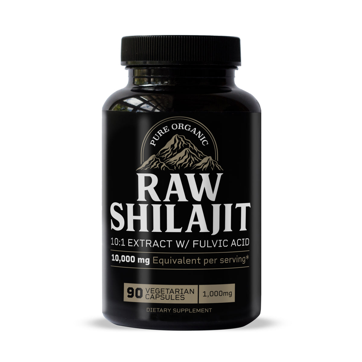 Raw Shilajit 1000mg with 10:1 Extract and Fulvic Acid - 90 Vegetarian